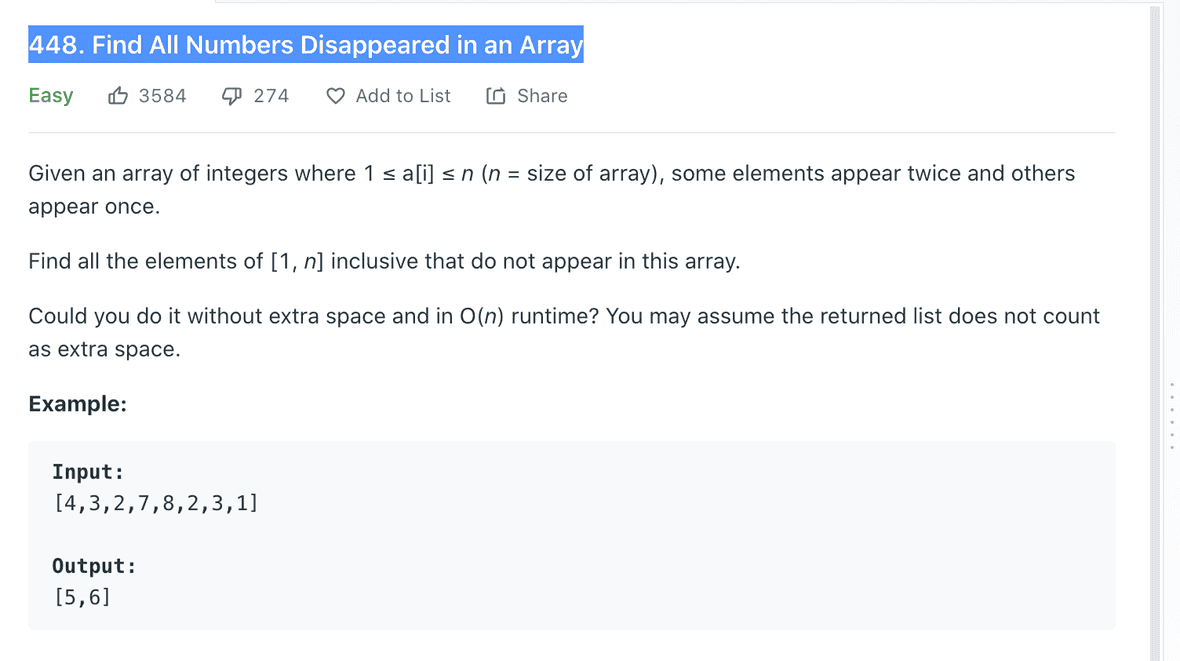 Leetcode 448 Find All Numbers Disappeared In An Array Thedeployguy 